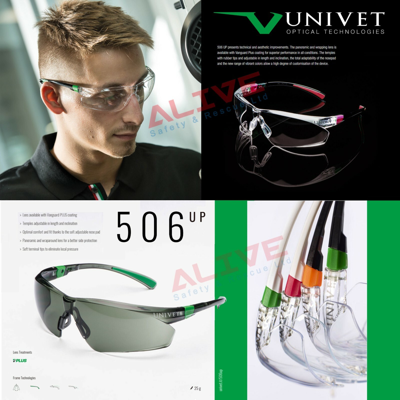 Univet 506 UP Safety Glasses Sporty Spectacles Anti-Scratch Anti-Fog UV ...