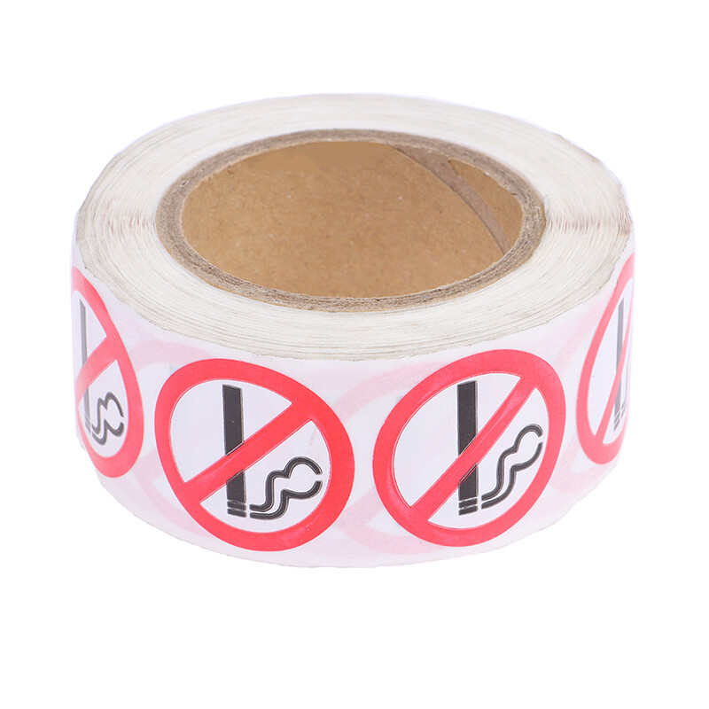 1 Roll of 500 Packs Coated Paper Sticker No Smoking Sticker Sign ...
