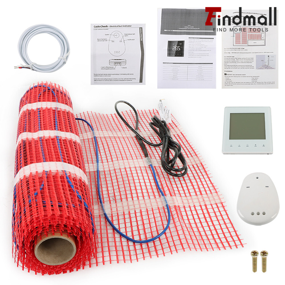 Electric Floor Heat Mat Kit (10-100sqft), 120V Underfloor Radiant ...