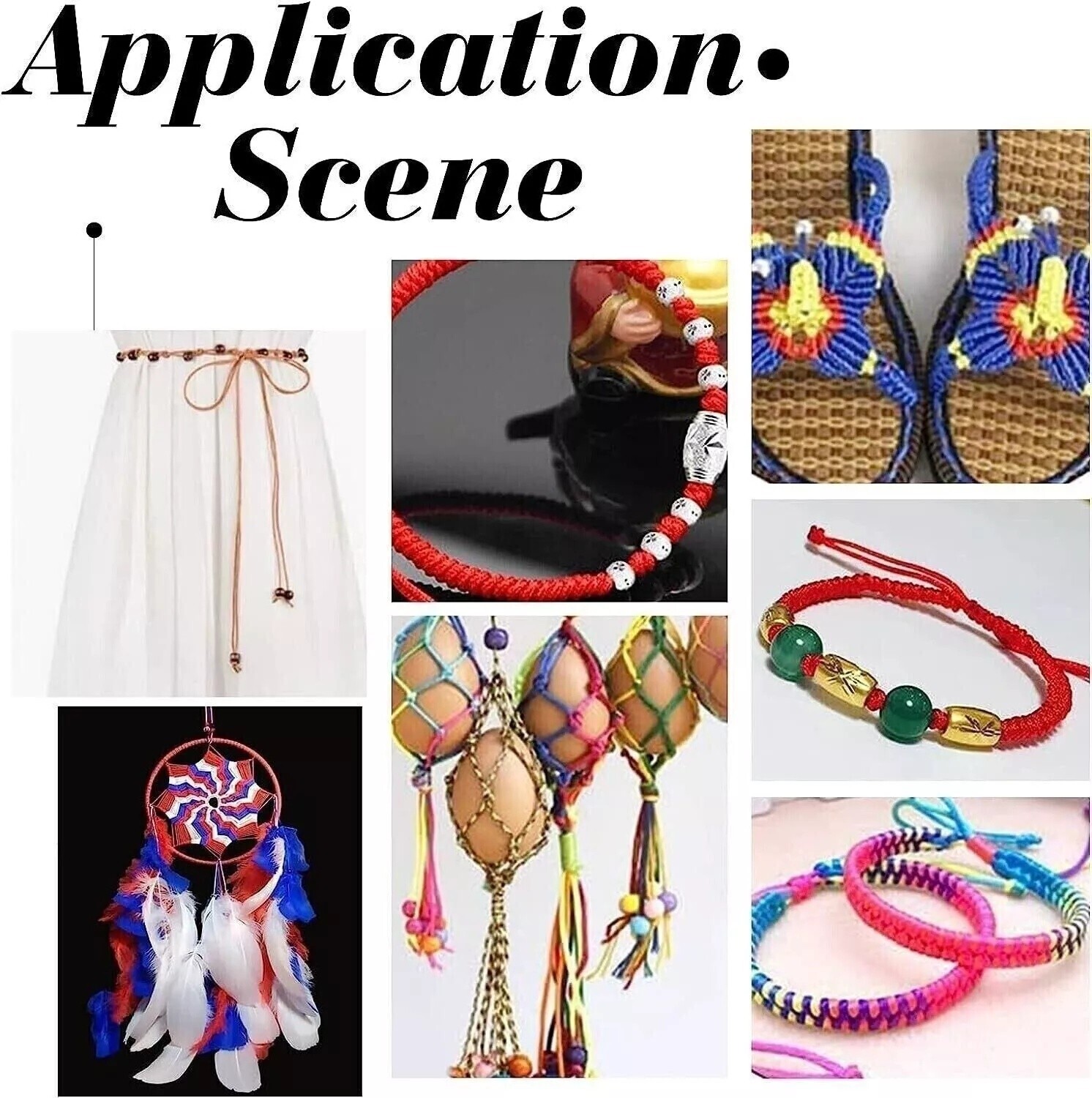 1.5mm 100 Yard Black Nylon Cord Wind Chime Cord Replacement Braided ...