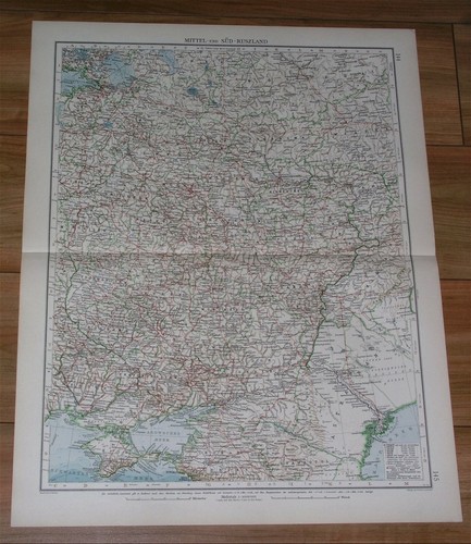 1914 ANTIQUE MAP OF RUSSIA UKRAINE CRIMEA MARIUPOL DONBAS MOSCOW ST ...