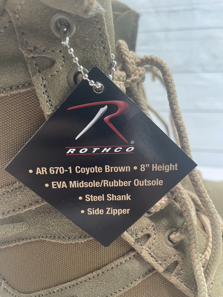 Rothco Composite Forced Entry AR 670-1 8" Boots Men’s Size 13R Coyote ...