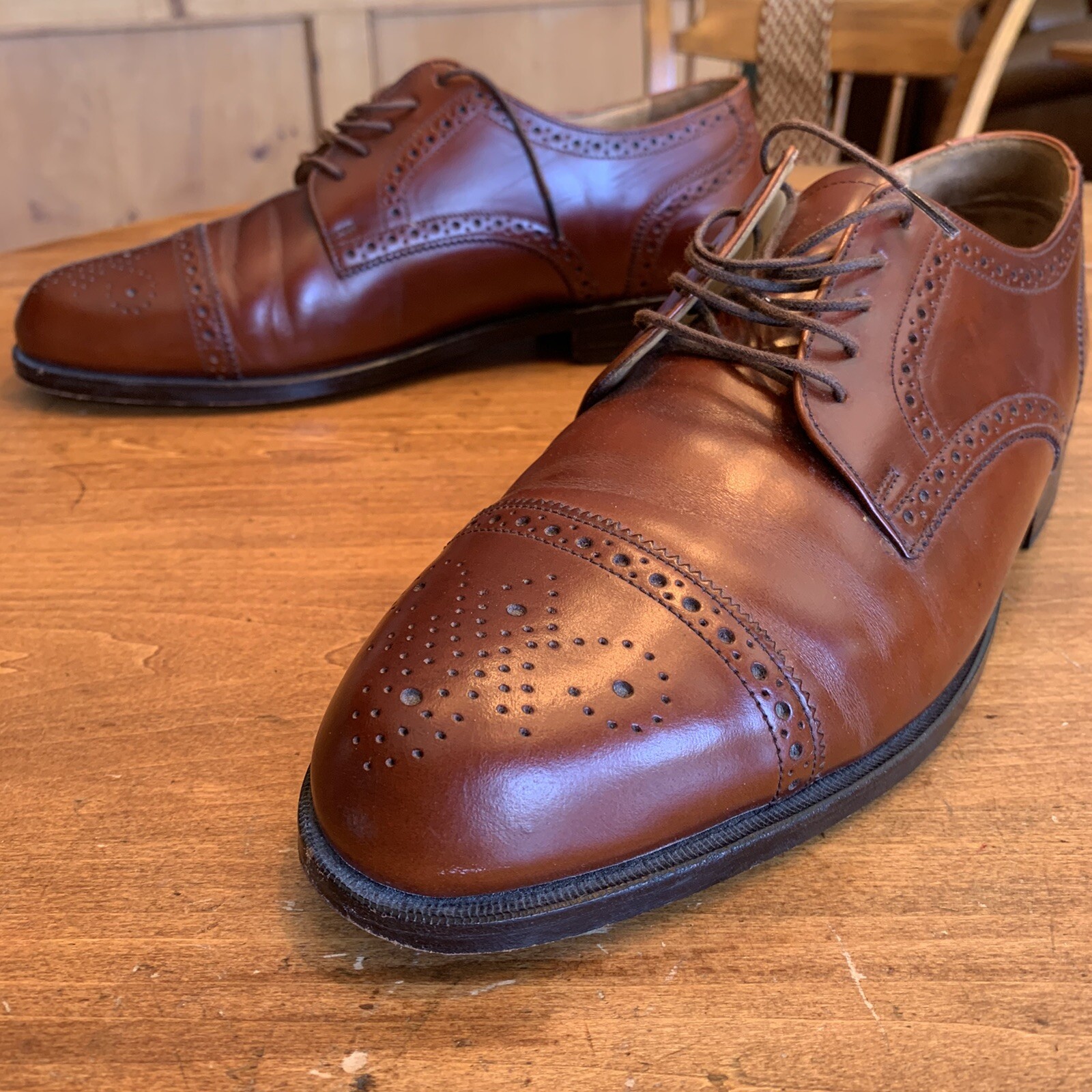 Mens Bostonian British Tan Cap Toe Oxfords Size 10 D/ B | eBay