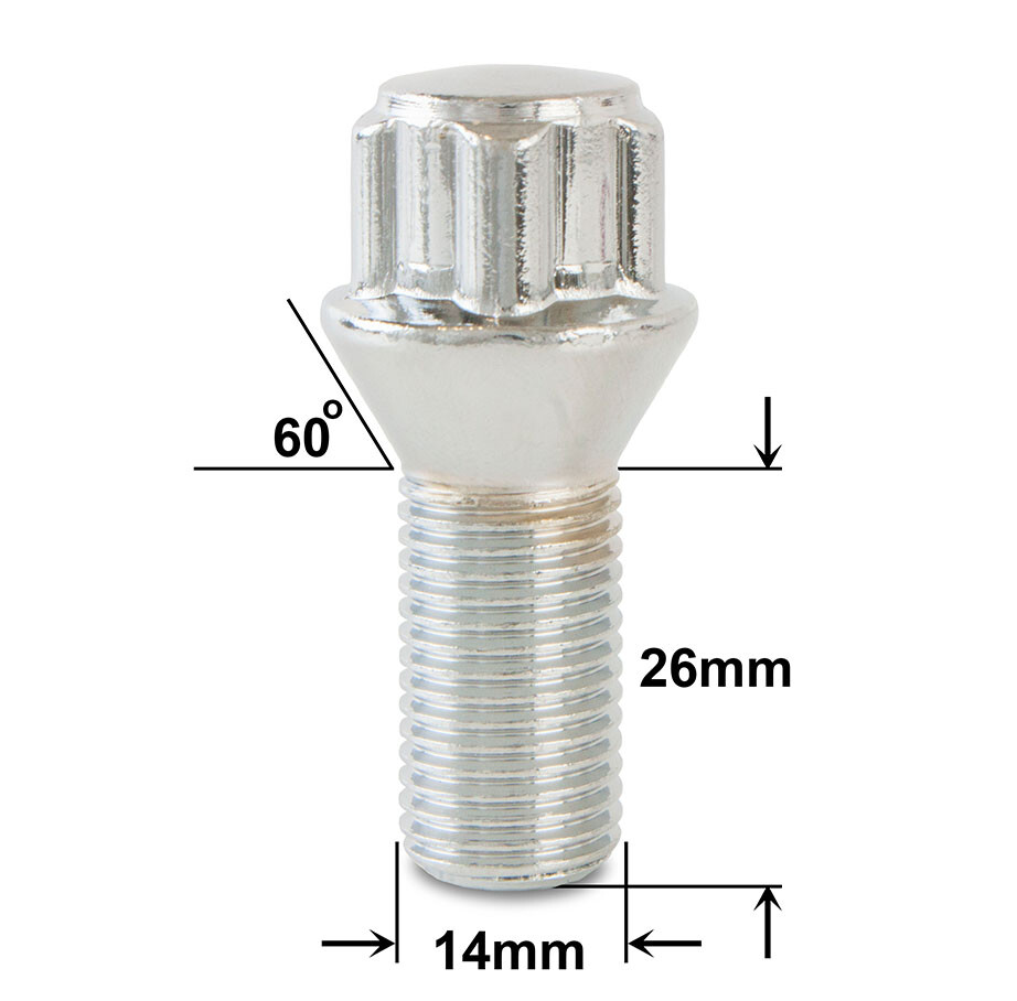 For VW Polo Locking Wheel Nuts 14x1.5 Stud Bolts Tapered For ...
