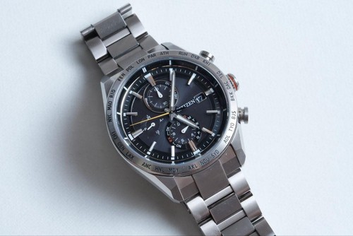 Citizen Attesa H800-T025862 Day Date Eco Drive Titanium Solar Mens ...