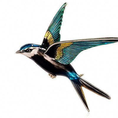 Swallow Bird Enamel Brooch Pin Vintage Flying Bird Jewellery Accessory ...
