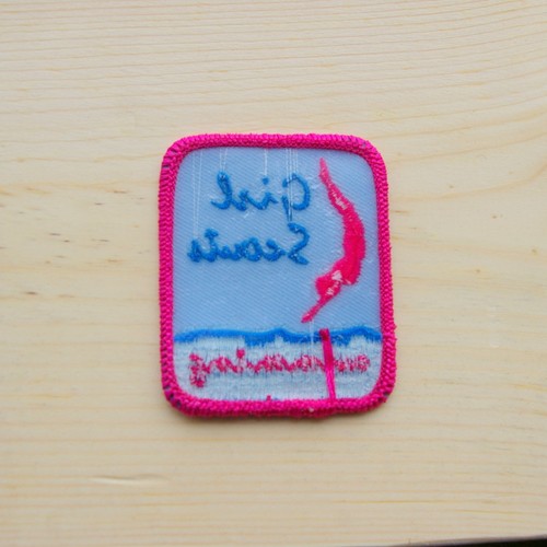 Girl Scouts Swimming Embroidered Patch Pink Blue Dive 2 1/2" x 2 1/4 ...
