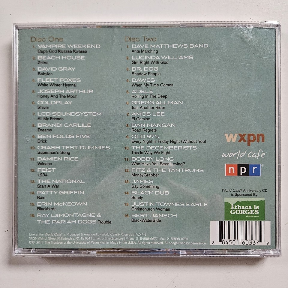LIVE AT WORLD CAFE 20th ANNIVERSARY EDITION DOUBLE CD *NEW* wxpn ...