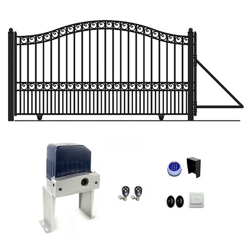 ALEKO Automated Yard Steel Sliding 14' Driveway Gate Paris Style with ...