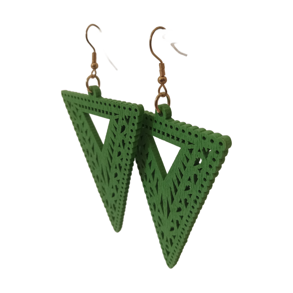 Fashion Jewelry Earrings Green Hard Plastic Triangle Shape Drop Dangle ...