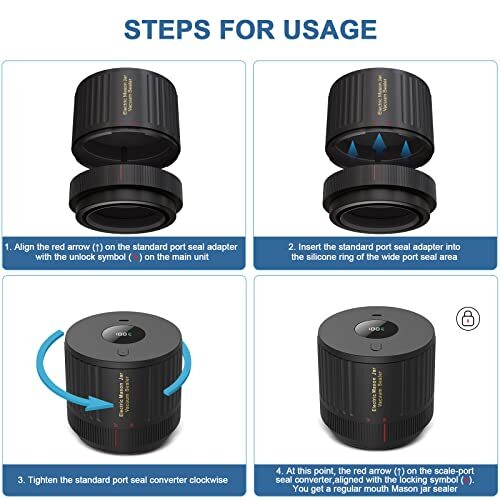 Electric Mason Cordless Vacuum Sealer Kit for Wide-Mouth & Regular ...