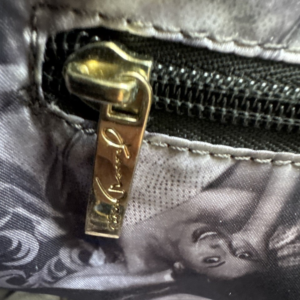 Junior Drake Tote Bag Black Nylon Double Strap Leather Zipper Closure ...