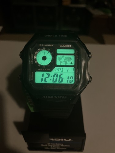 Custom Casio Royale AE1200WH World Time Glow in the Dark Mod | eBay