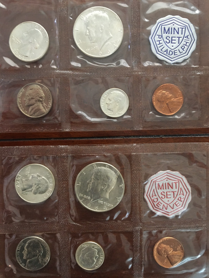 1964 P&D Mint UNCIRCULATED GEM BU 10 Coin Set / 90% Silver Half ...