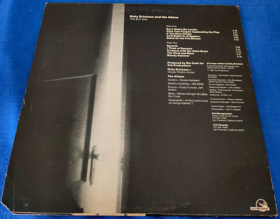 ROKY ERICKSON ANDTHE ALIENS - THE EVIL ONE - 1981 ORIG. USA 415 RECORDS ...
