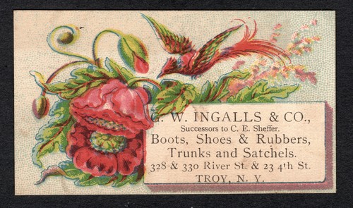 G. W. Ingalls & Co. Boots & Shoes, Troy NY Victorian Adv. Trade Card | eBay