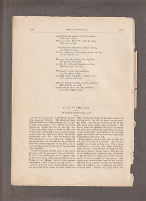 1878 ONE SATURDAY Magazine STORY Pages~Sarah W KELLOGG~Sol EYTINGER ...