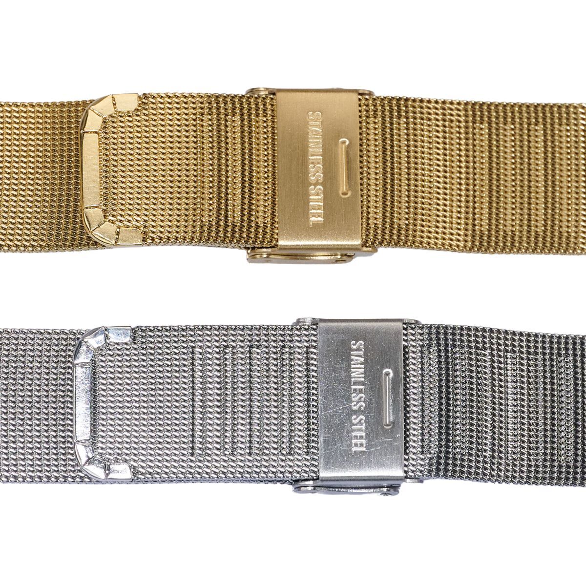 Easy Adjust Sliding Buckle Fine Mesh Watch Strap Metal Gold Plated ...
