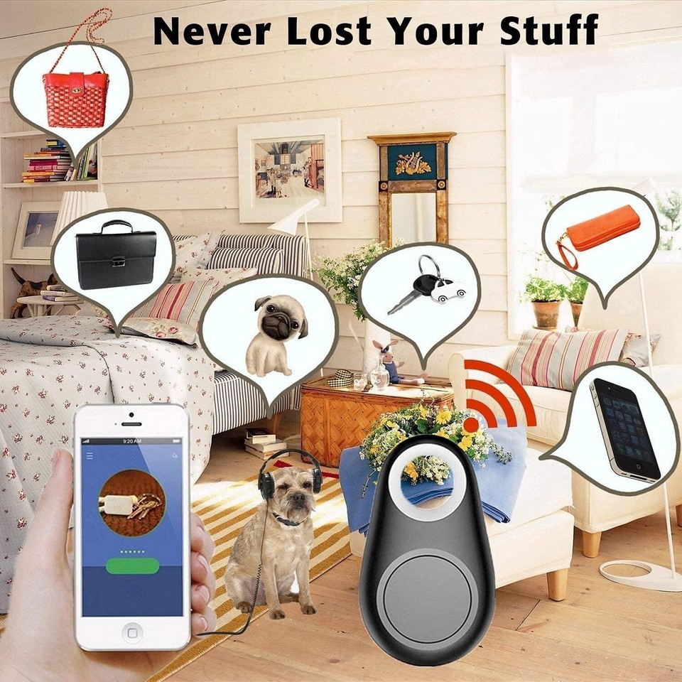 2x Bluetooth Key Finder GPS Tracker Tag for Pets Kids Car Wallet Bag ...