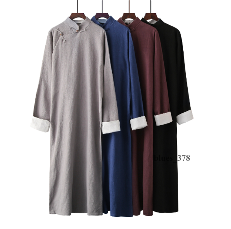 Men's Wing Chun Robe Cheongsam Tai chi Kung Fu Suit Martial Arts Cotton ...