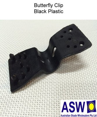 Pack 20 BUTTERFLY CLIPS Plastic BLACK Secure Shadecloth to Wire Rope ...