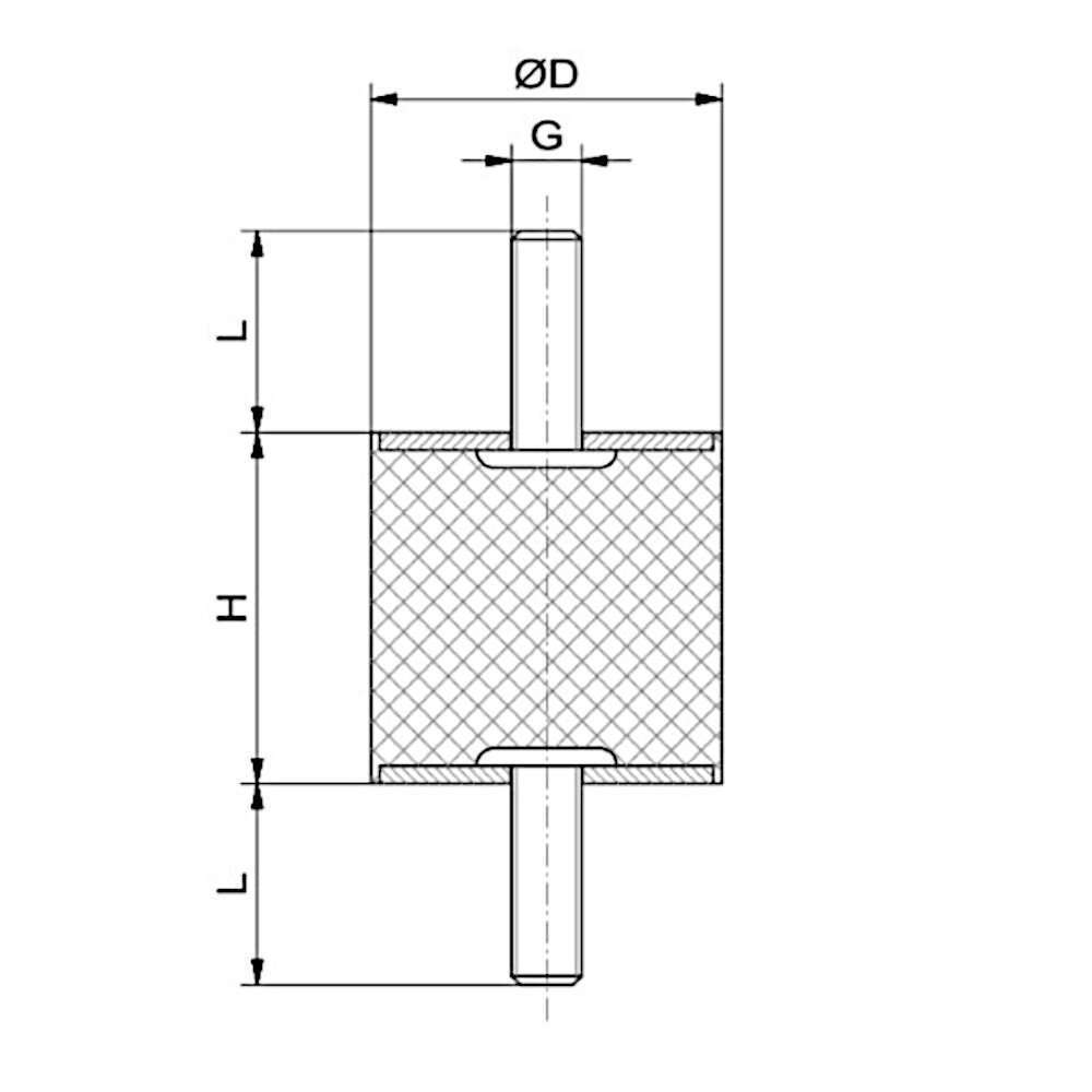 Typ A Ø50x30 M10x28 55°Shore (rot) Edelstahl A4 Silikon-Edelstahl ...