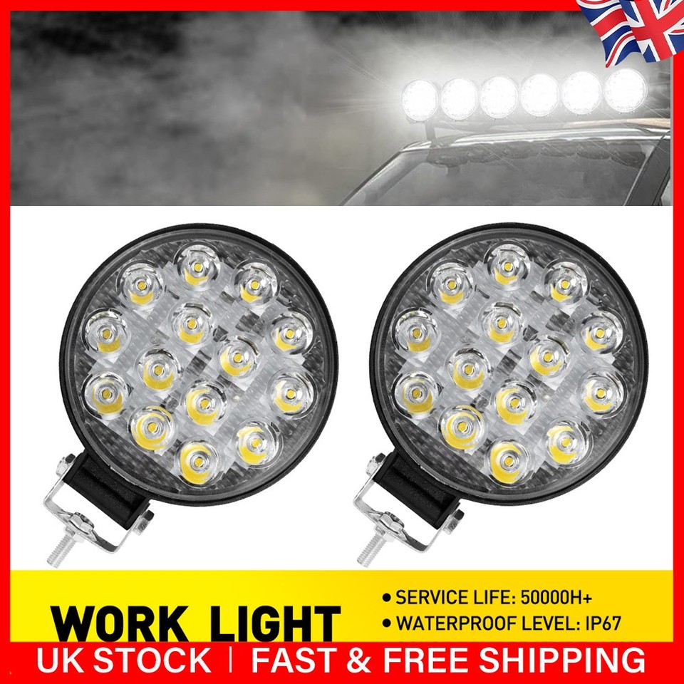 12V 24V LED Round Work Light Bar Spot Lights Driving Lamp Offroad Car ...