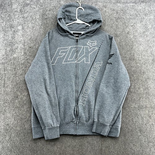Fox Racing Sweater Mens Large Gray Full Zip Honda Logo Motorcross ...