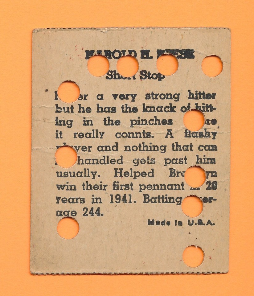 RIDDLED R302-2 PEE WEE REESE HOF 1949 MP & CO HAROLD POOR VINTAGE ...