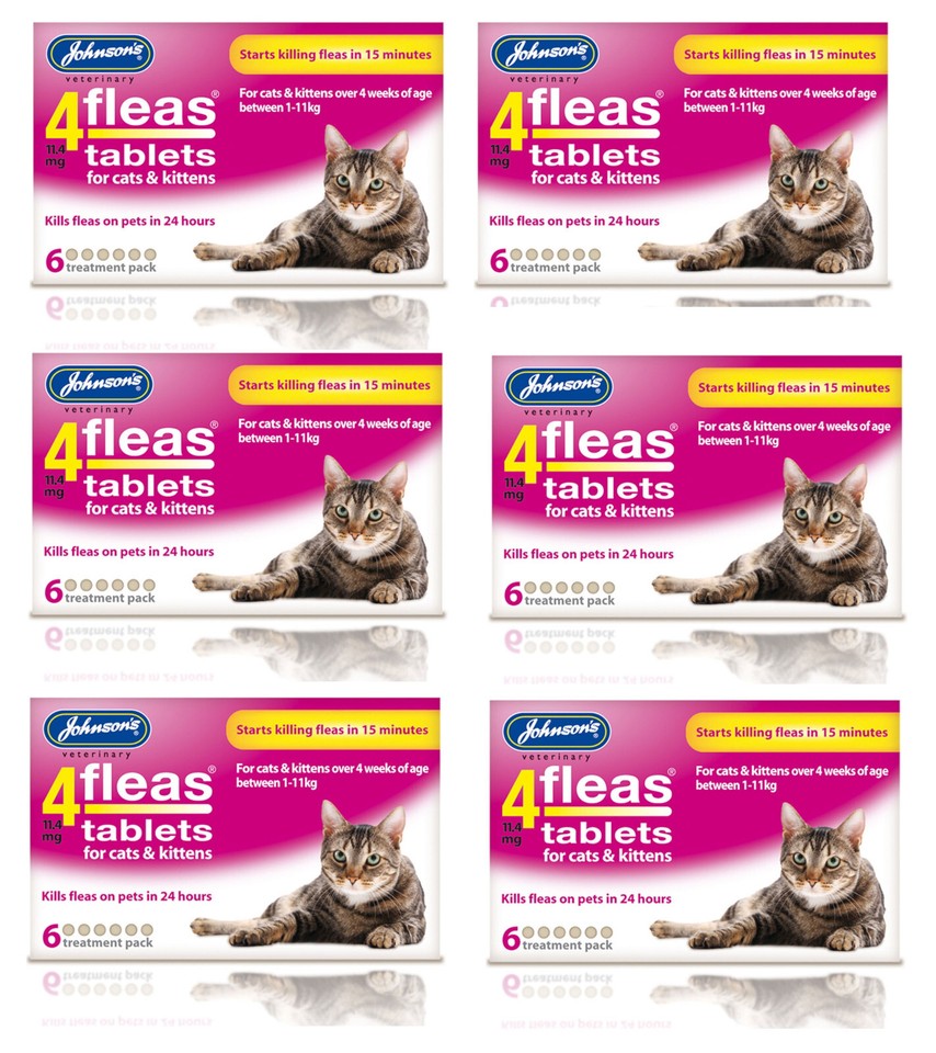 JOHNSONS 4FLEAS CATS & KITTENS TREATMENTS FLEA KILLER TREATMENT 3, 6 ...