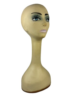 Vintage Mannequin Bust Head Painted Eyes Long Neck Alien Girl | eBay