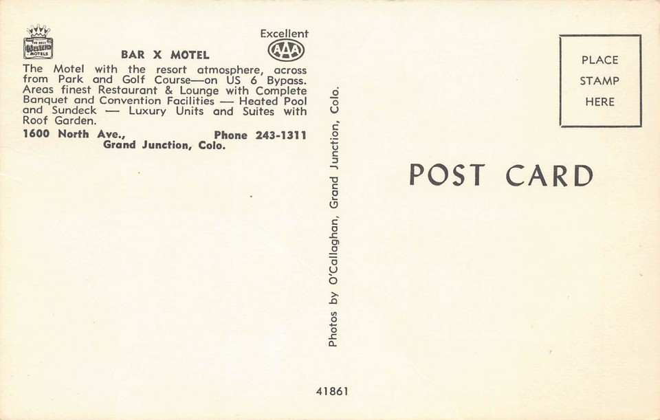 Denver CO Colorado Grand Junction Bar X Motel Golf Course Cowboy Vtg ...