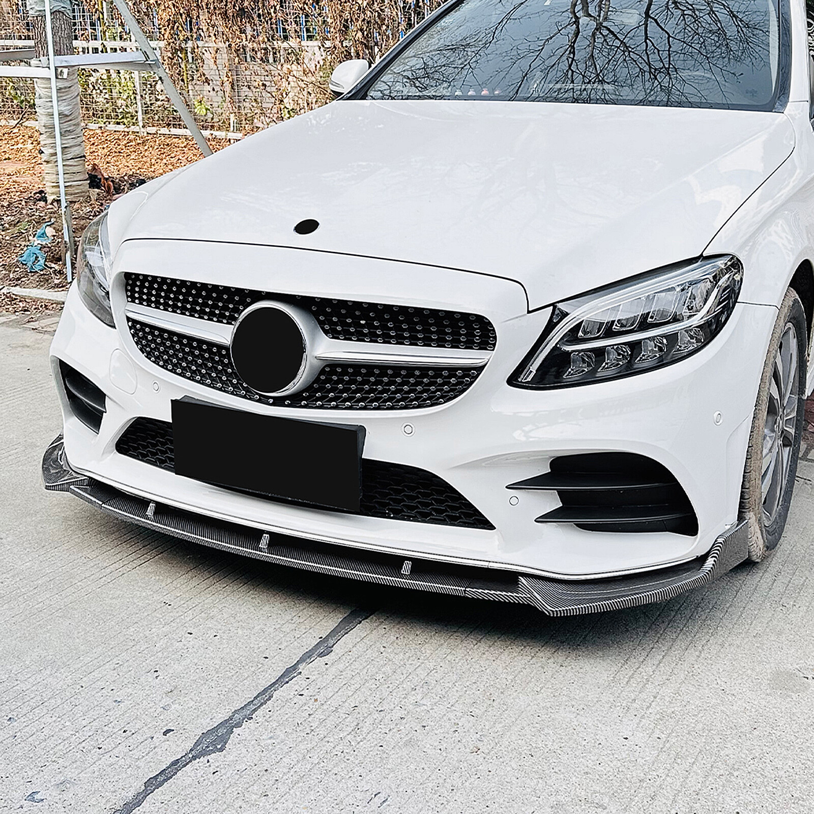 Front Bumper Spoiler Lip For Benz C W205 C205 S205 2019-21 AMG Sport ...