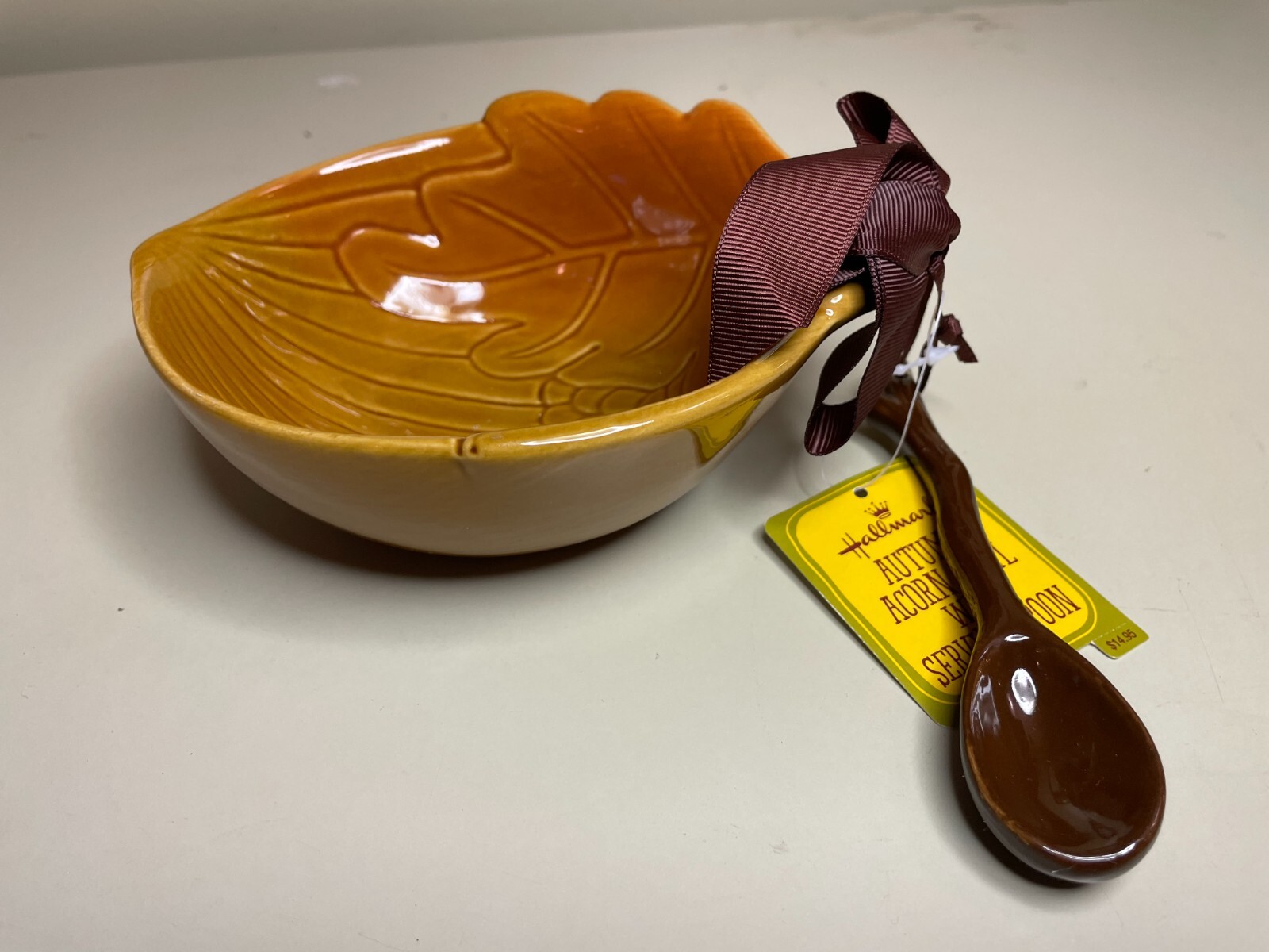Hallmark Fall Thanksgiving Autumn Acorn Ceramic Bowl with Serving Spoon ...