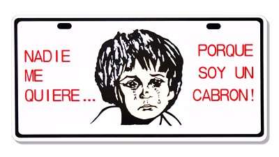 LICENSE PLATE PLASTIC NADIE ME QUIERE PORQUE SOY UN CABRON SAD BOY ...