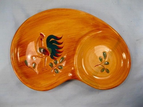 Pennsbury Pottery Red Rooster Snack Plate #1 Multicolored Feathers ...
