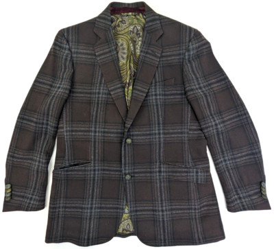 ETRO Spa Via Spartaco Sport Coat, Men 54 EURO = 44 US, Wool Silk Plaid ...
