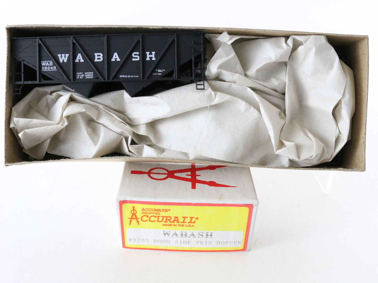 Wabash Wab 39048 Wood Side Twin Hopper Car Kit Accurail HO 2703 | eBay
