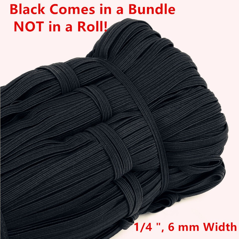 Flat Braided Elastic Band Roll 1/8" (3mm) width White/ Black 120 Yards ...