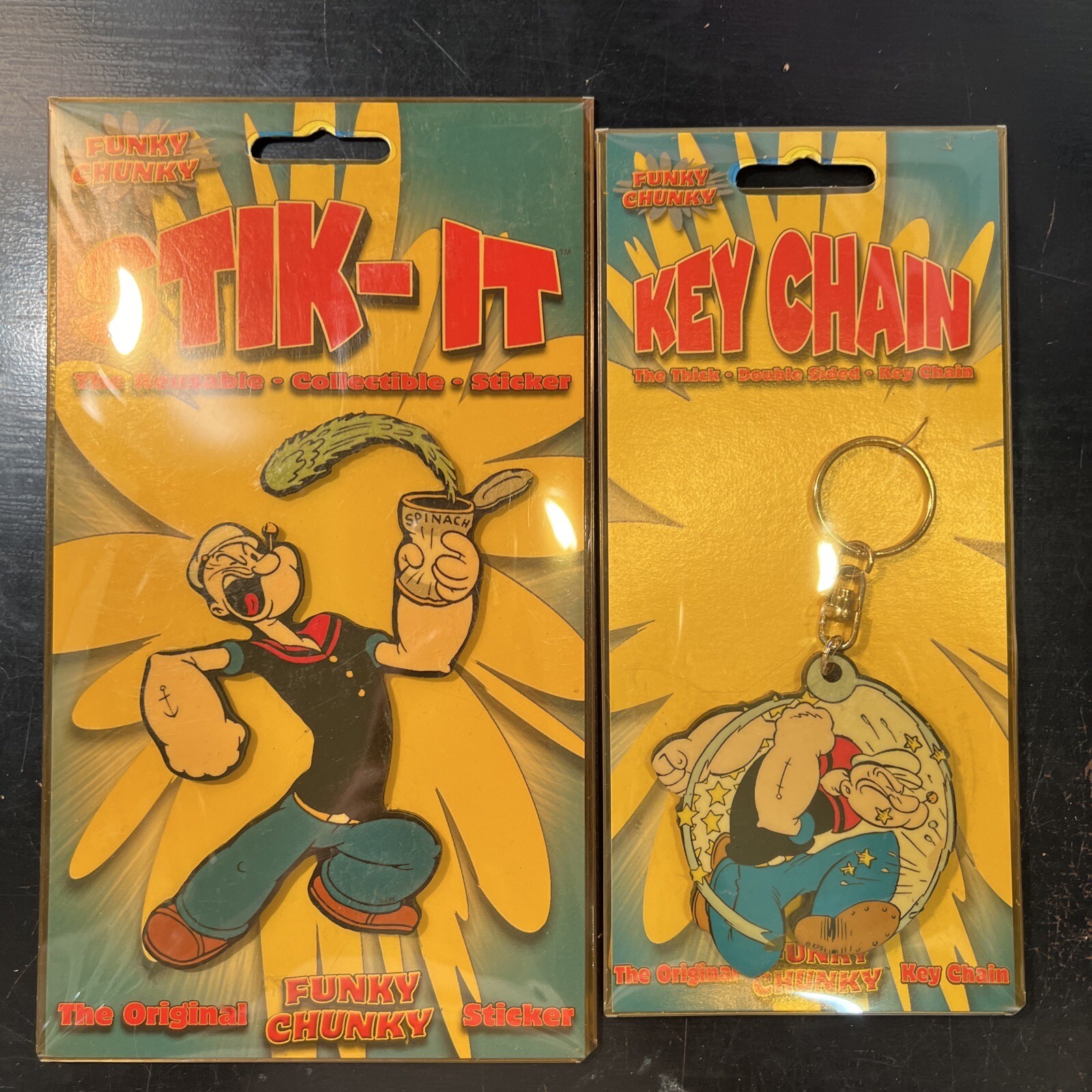 2x Funky Chunky Popeye Sticker Key Chain Lot BRAND NEW Stik-It | eBay