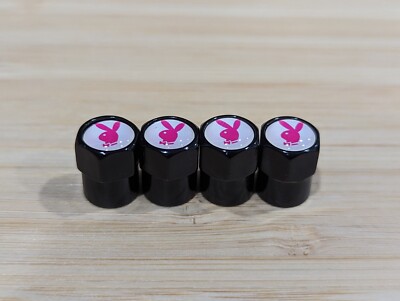 4x Playboy Bunny Black Metal Car Wheel Tire Rims Air Valve Caps Stem ...