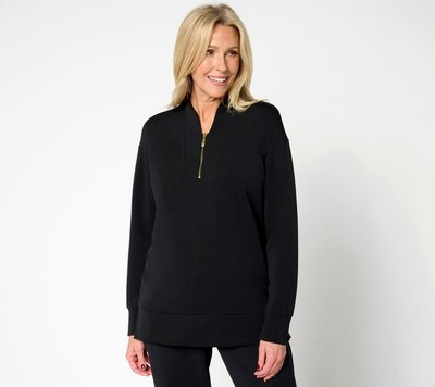 Belle by Kim Gravel Women's Top Plus Sz 2X Regular ScubaLuxe Half Black ...