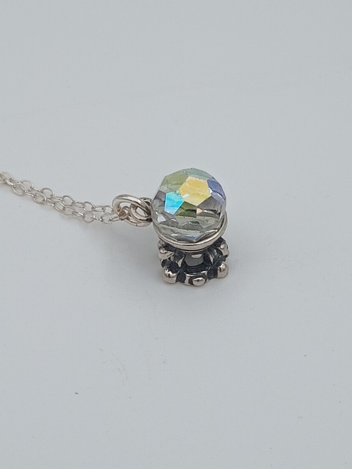 crystal ball sterling silver Necklace 925 crystal ball charm pendant 18 ...