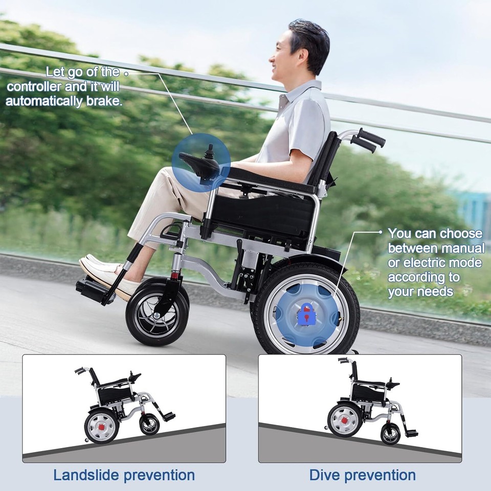 500W Dual Motor Electric Wheelchair Folding Mobility Aid Motorized ...