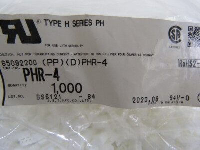 JST PHR-4 Qty of 165 per Lot CONN PLUG HSG 4 POS 2mm | eBay