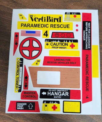 Mattel VertiBird Paramedic Rescue Reproduction Stickers Decals DIE CUT ...