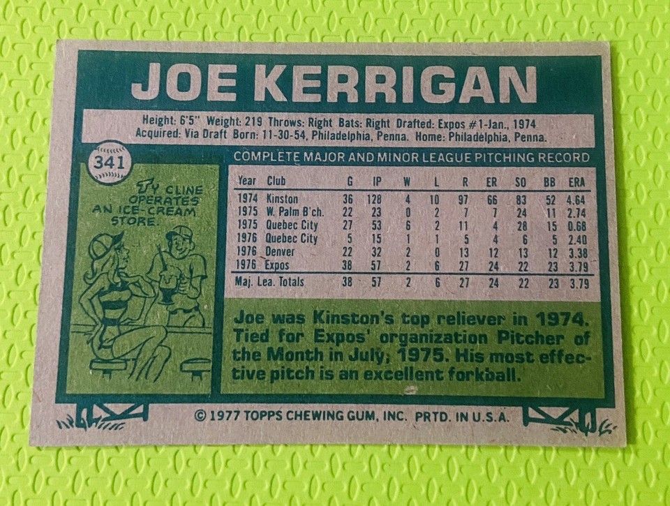Topps 1977 Joe Kerrigan #341 | eBay