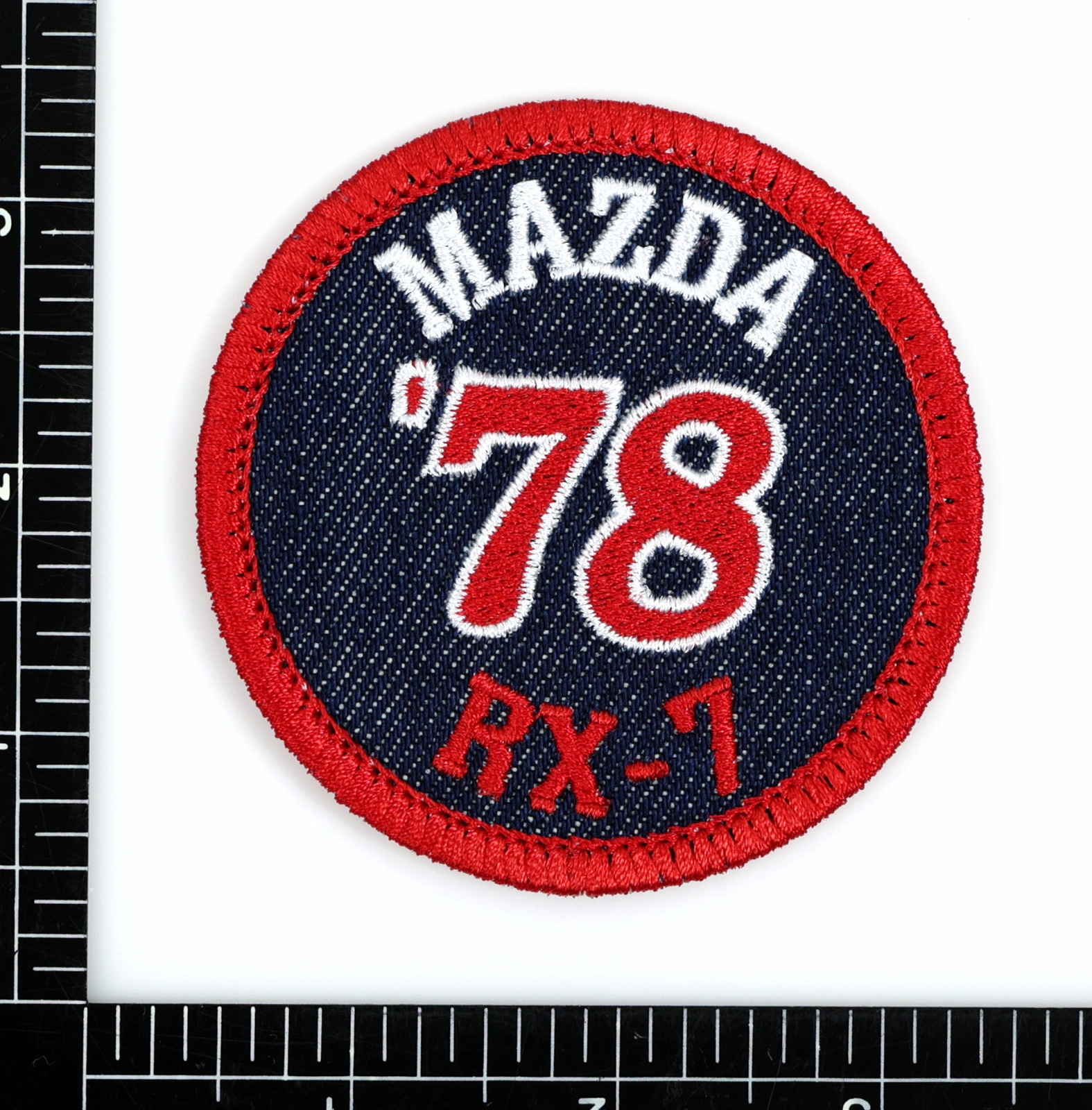 1978 Mazda RX-7 Embroidered Patch - Blue Denim/Red Iron-On Sew-On Hat ...