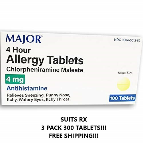 Chlorpheniramine Maleate 4mg ( Chlor-Trimeton ) 100 Tabs( 3pack=300tabs ...