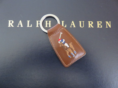 Polo RALPH LAUREN Key Chain FOB Big Pony Saddle Brown Leather Keychain ...